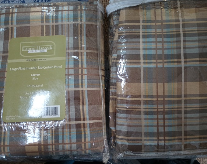 Lauren Hancock Collection Set of Two Panels 55'' X 85'' Ea. Large Plaid ...