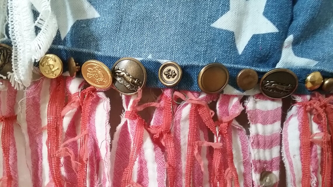 American Flag Rag United States Country Shabby-chic Americana Buttons ...