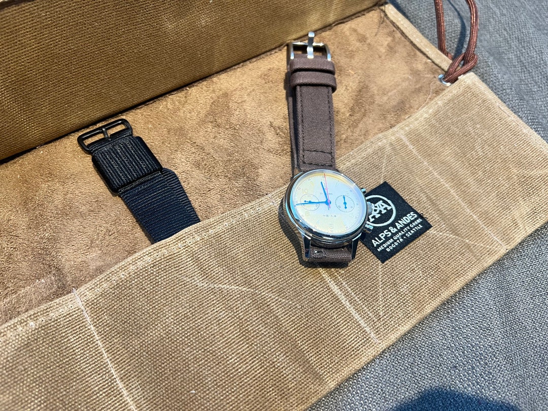 Tan/khaki Waxed Canvas Watch Roll Room for Four Watches Plus a Strap - Etsy