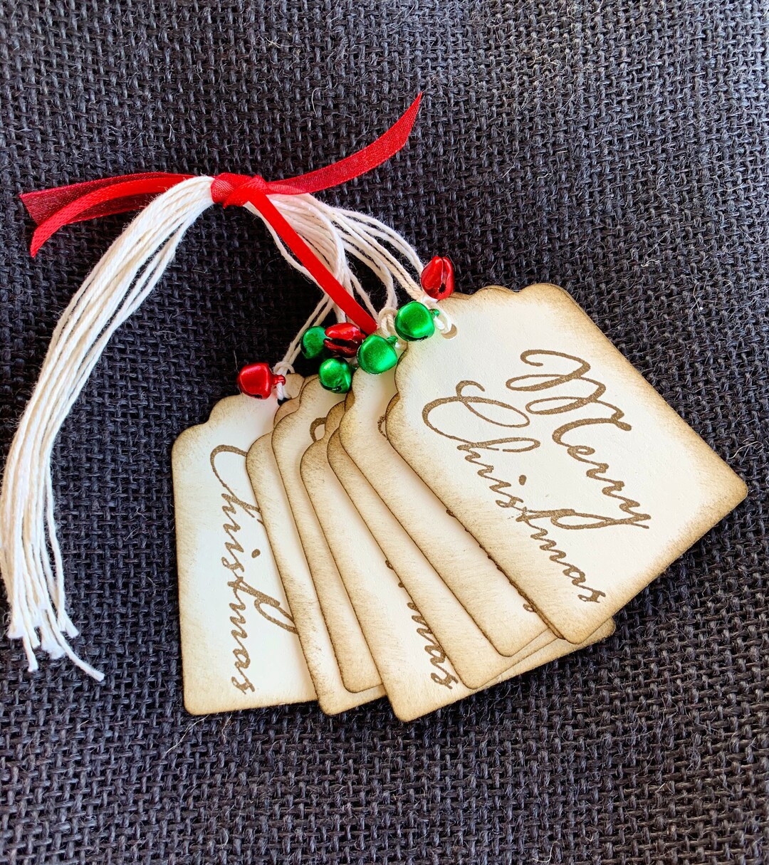 Christmas Tags Merry Christmas Bells Tags 8 Vintage Merry Christmas ...