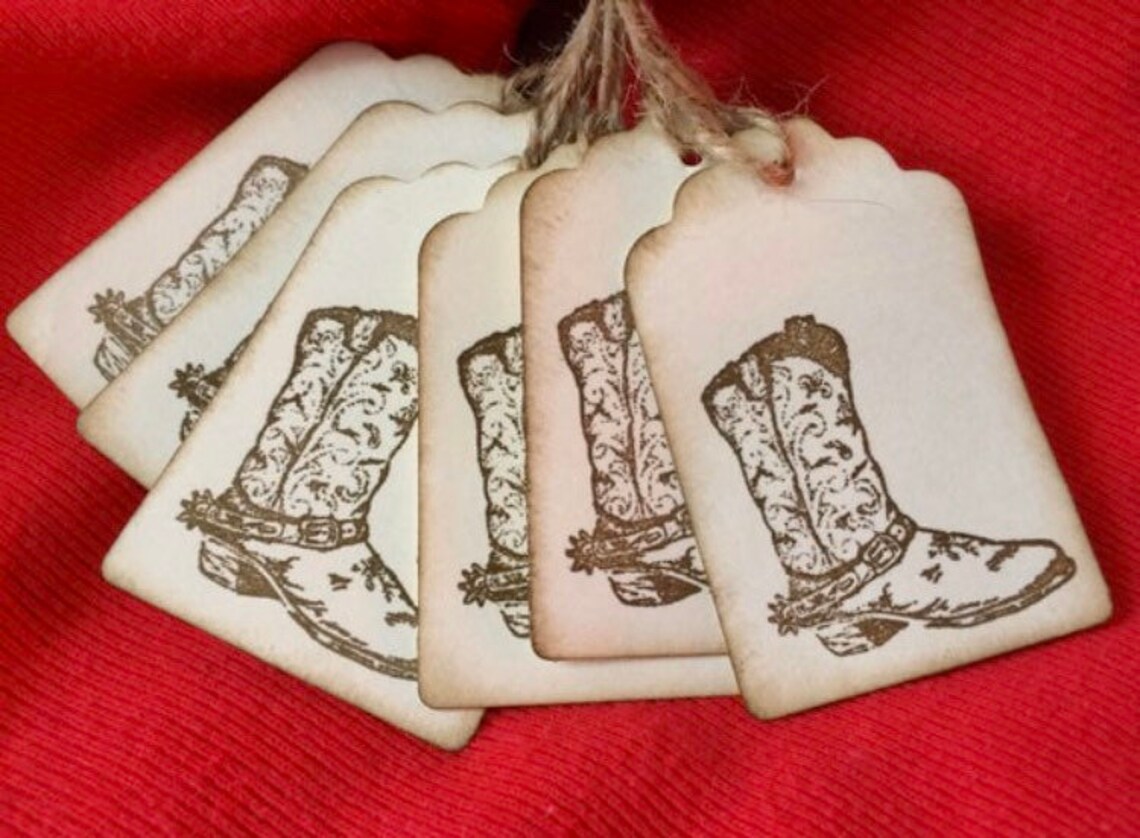 Cowboy Boot Handmade Vintage Hang Tags - (8) Tag - Old Fashioned ...