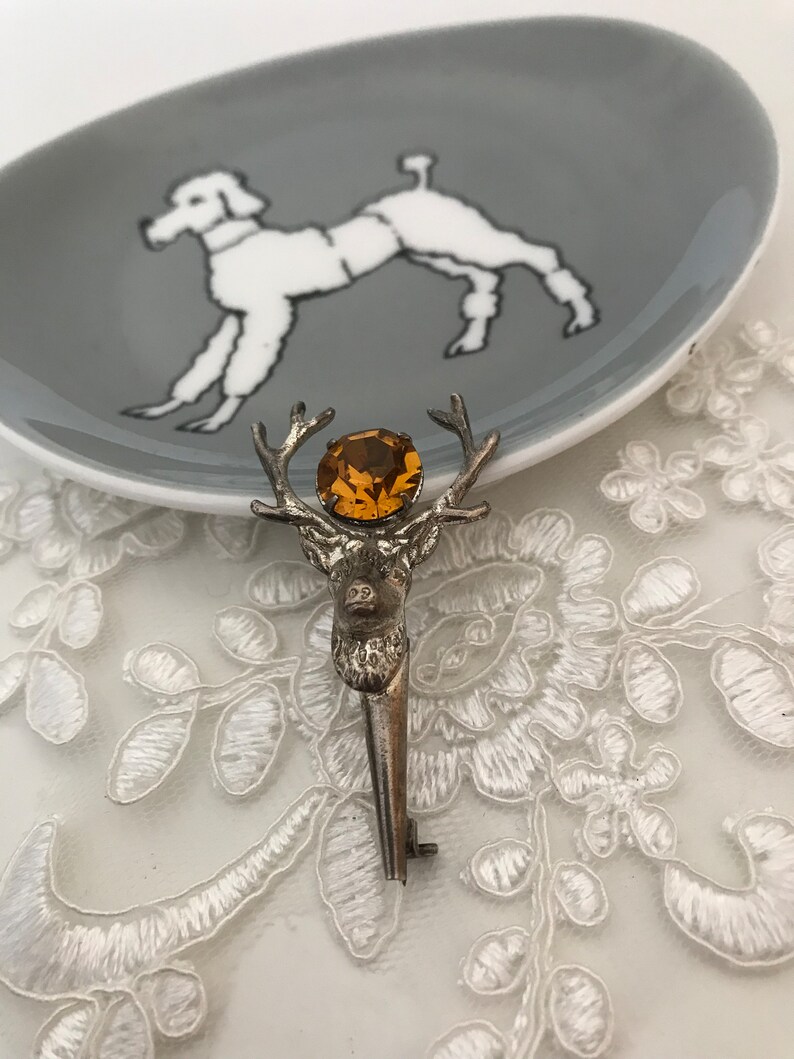 Vintage Scottish Stag's Head Brooch, Retro Deer Head Antler Lapel Pin ...