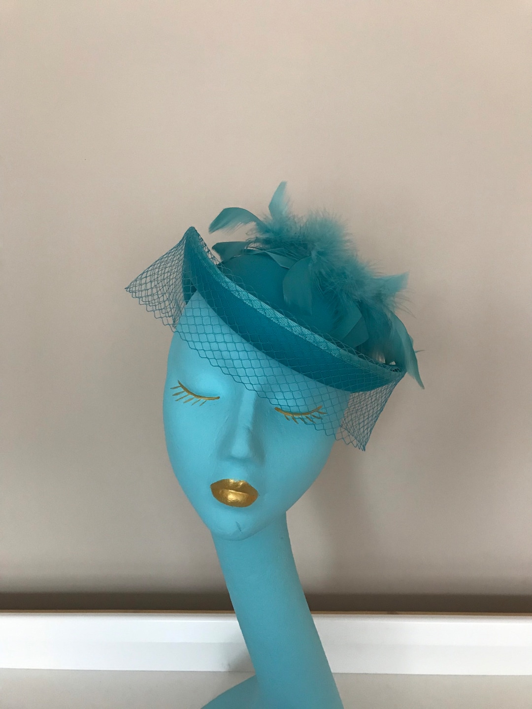 Vintage Turquoise 1980's Pillbox Hat, Retro 1950's Style Feather Hat - Etsy