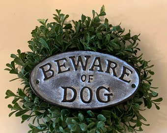 Beware of Dog Cast Iron Sign - Etsy