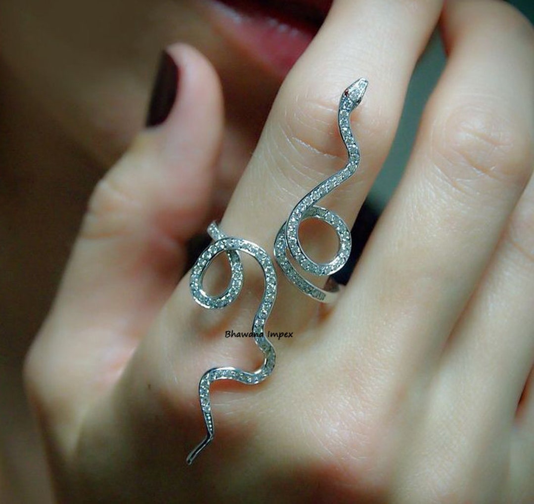Diamond Snake Ring: Natural Rose Cut, Sterling Silver Victorian Jewelry ...