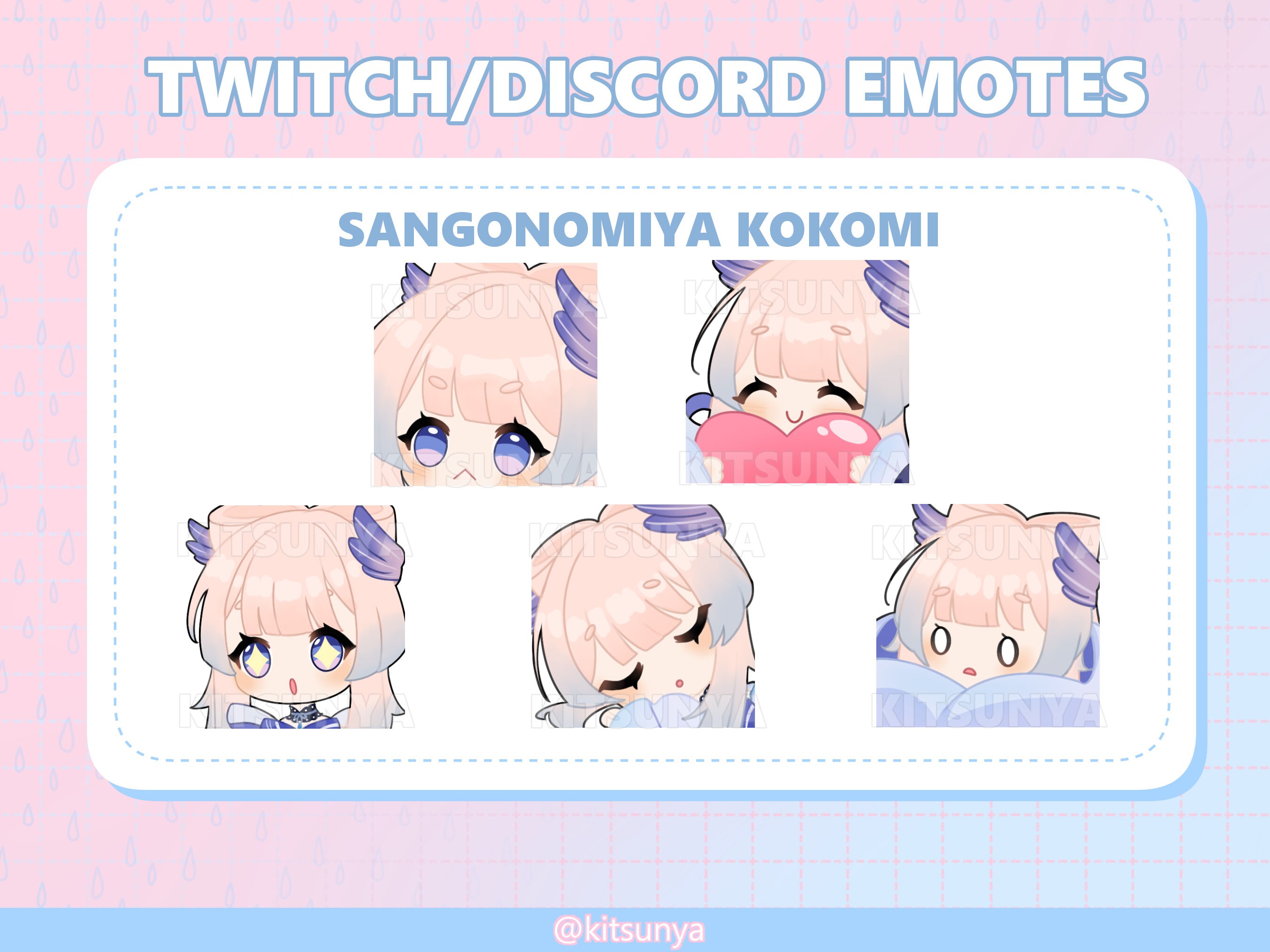 Sangonomiya Kokomi Genshin Impact Emotes Set of 5 Twitch | Etsy