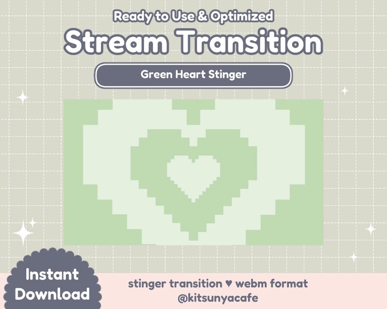 ANIMATED Green Pixel Heart Stinger Transition | Twitch Youtube Discord ...