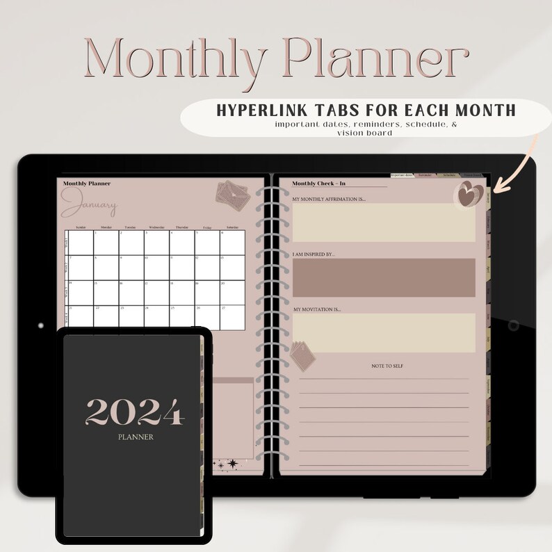 2024 Digital Planner Aesthetic Digital Planner Minimalist Planner Daily ...