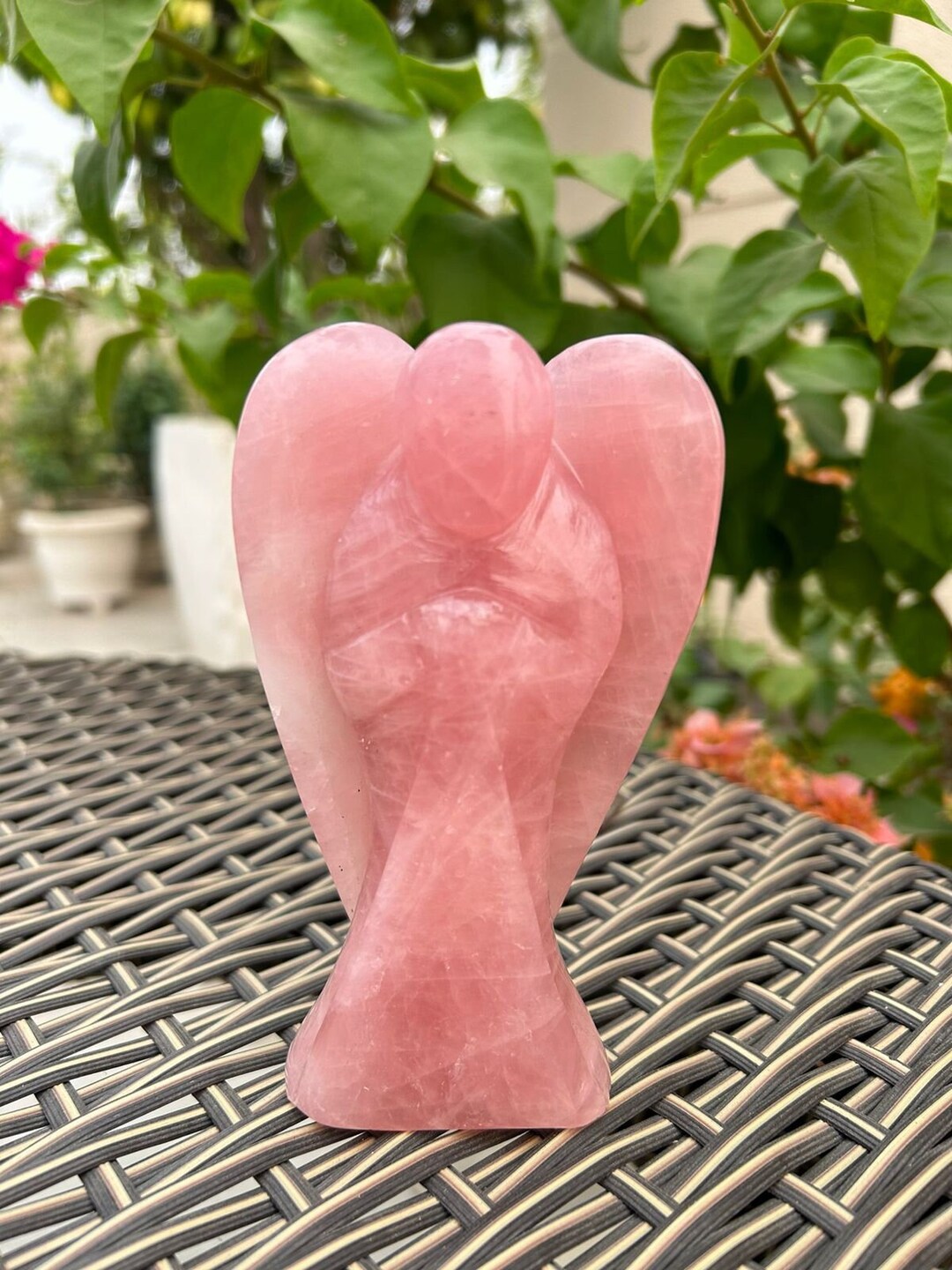 Rose Quartz Angel, Big Rose Quartz Crystal Angel, Guardian Angel,carved ...