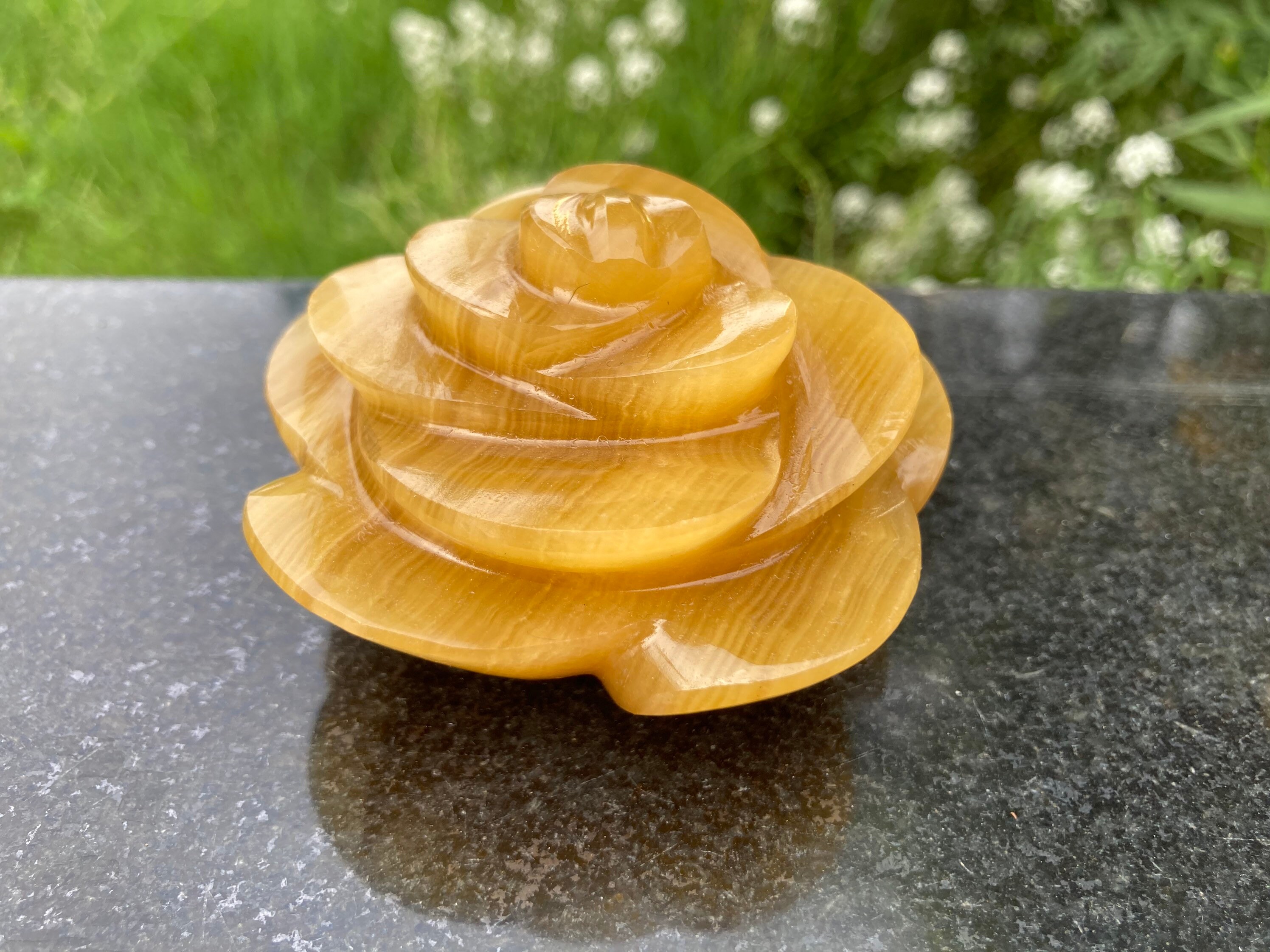 3 Yellow Mexican calcite rose carving Yellow calcite carving | Etsy