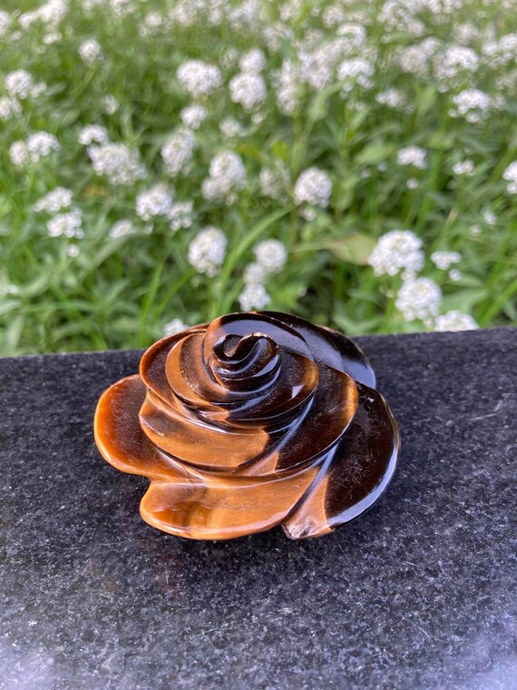 2.1 Tiger eye rose carving Tiger eye crystal carving | Etsy