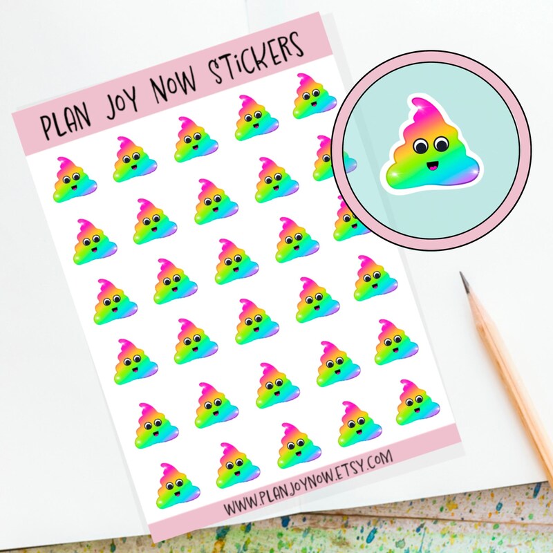 Rainbow Poop Emoji - Etsy