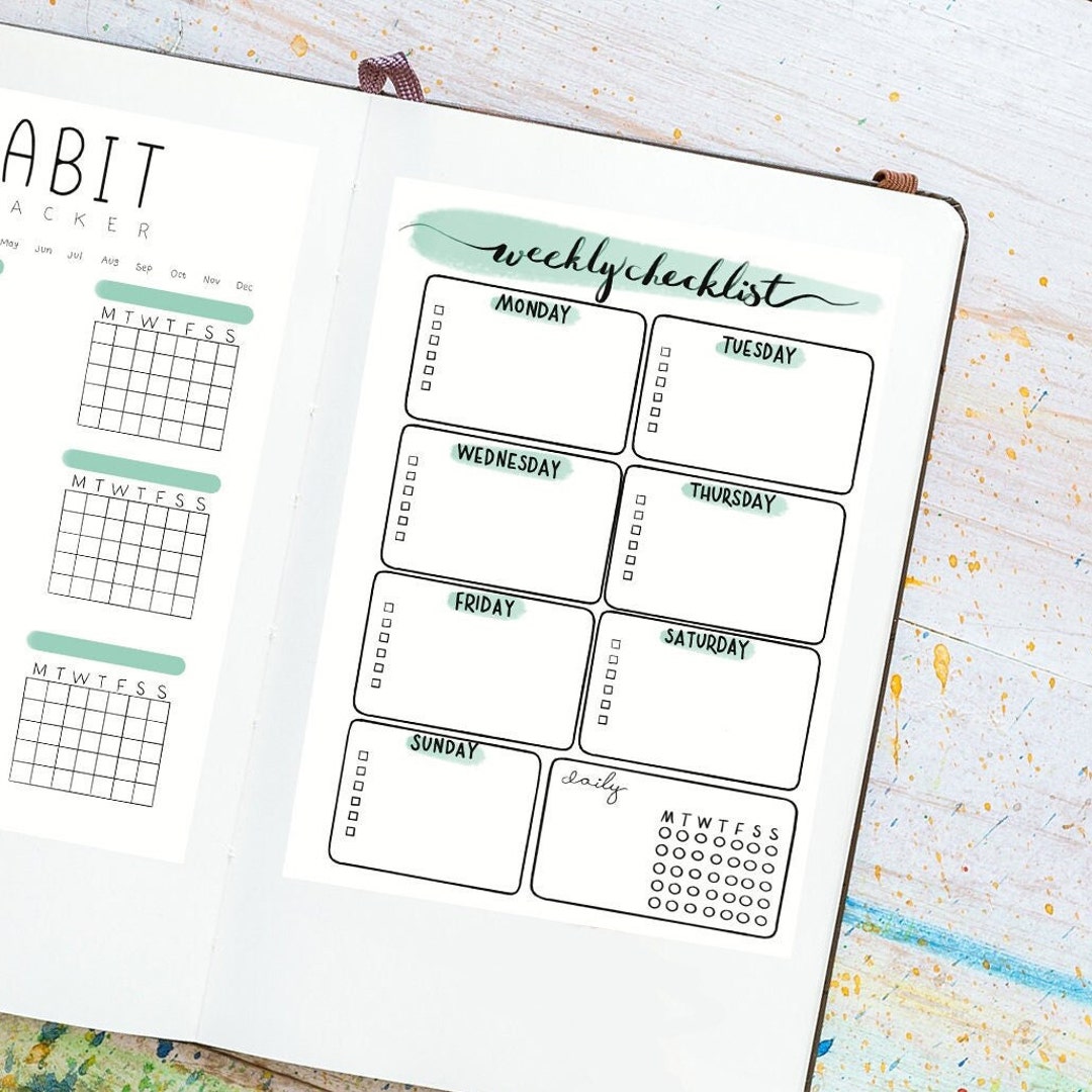 Weekly Checklist Planner Stickers, Bujo Stickers, Planner Stickers ...