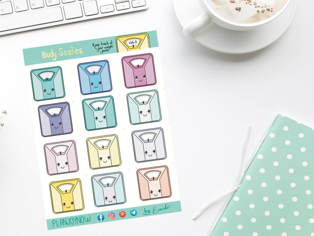 Weight Scale Tracker Planner Sticker, Bujo Stickers, Planner Stickers ...