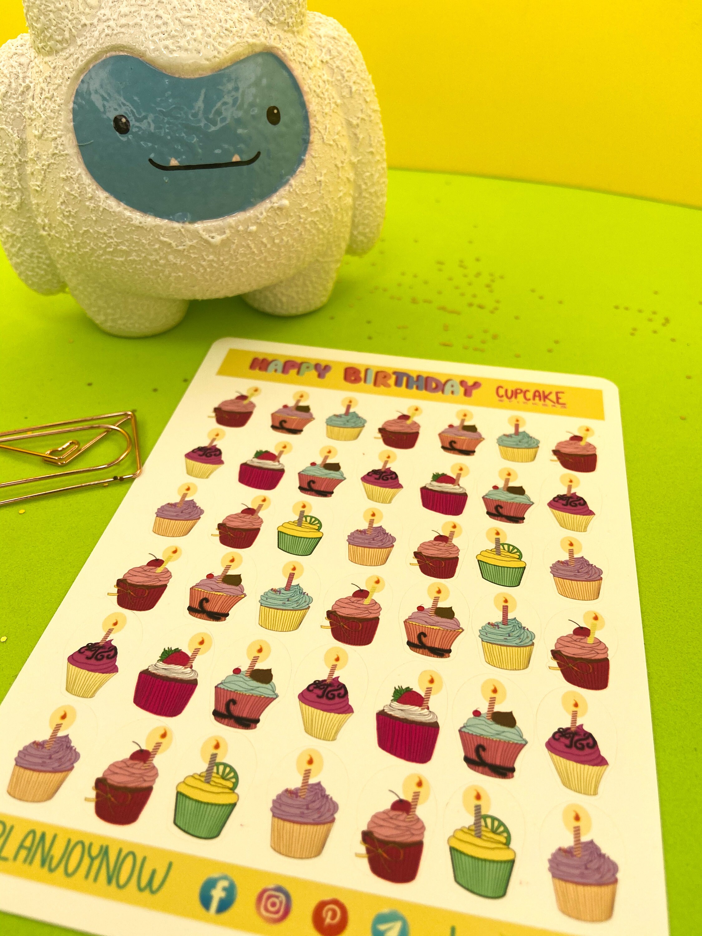 Happy Birthday Mini Cupcake Stickers, Bujo Stickers, Planner Stickers ...