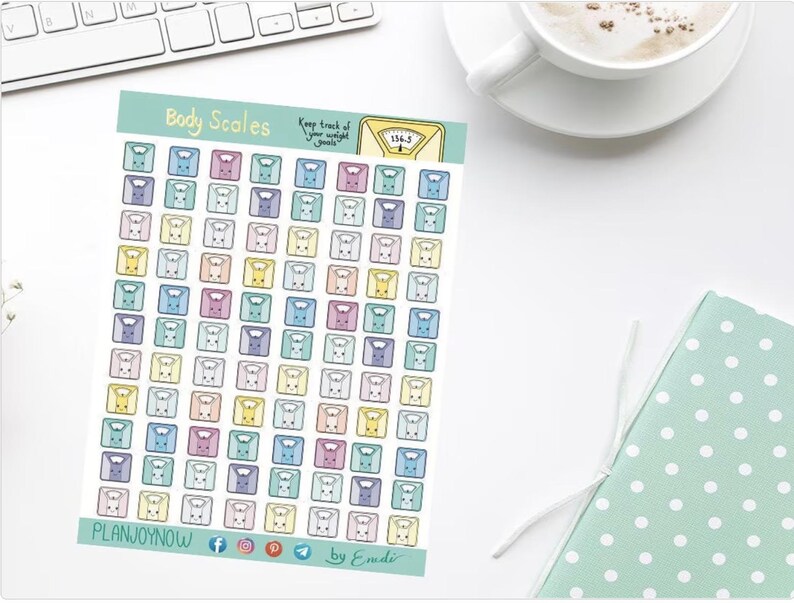 Weight Scale Tracker Planner Sticker, Bujo Stickers, Planner Stickers ...