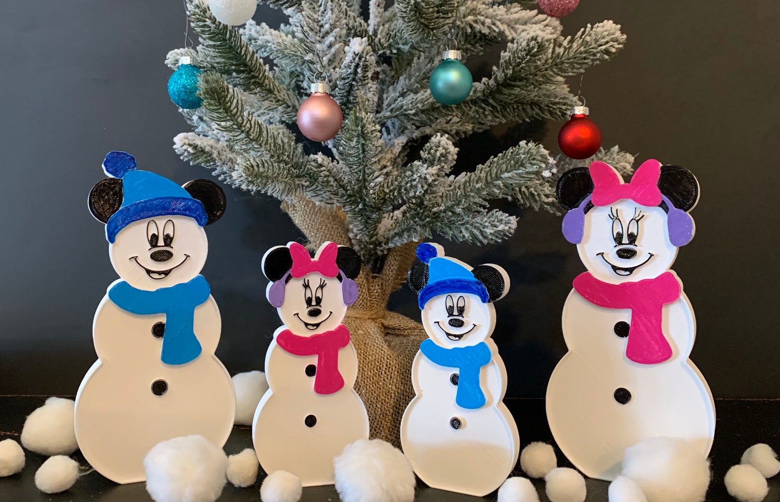 Christmas Snowman Mickey and Minnie Inspired Decoration - Etsy