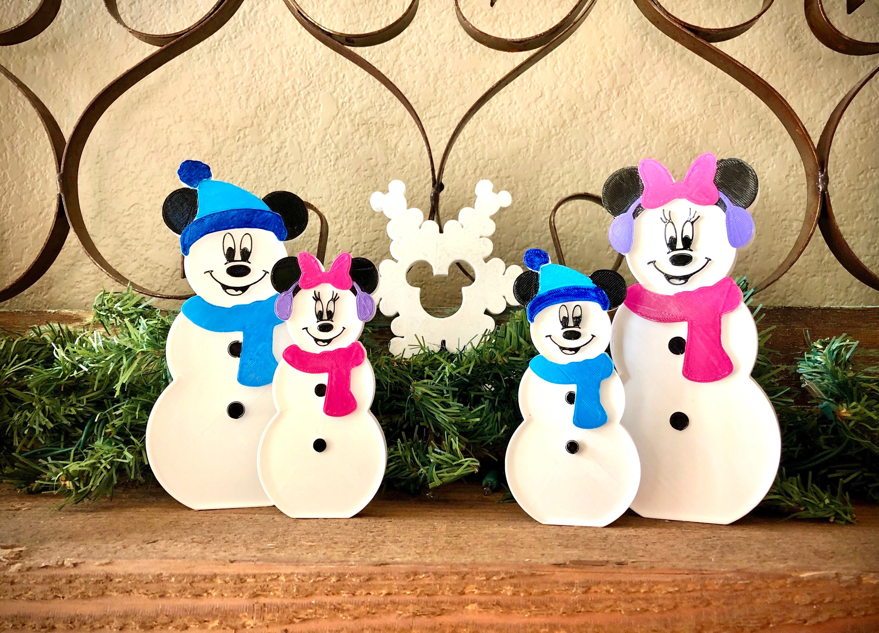 Christmas Snowman Mickey and Minnie Inspired Decoration - Etsy