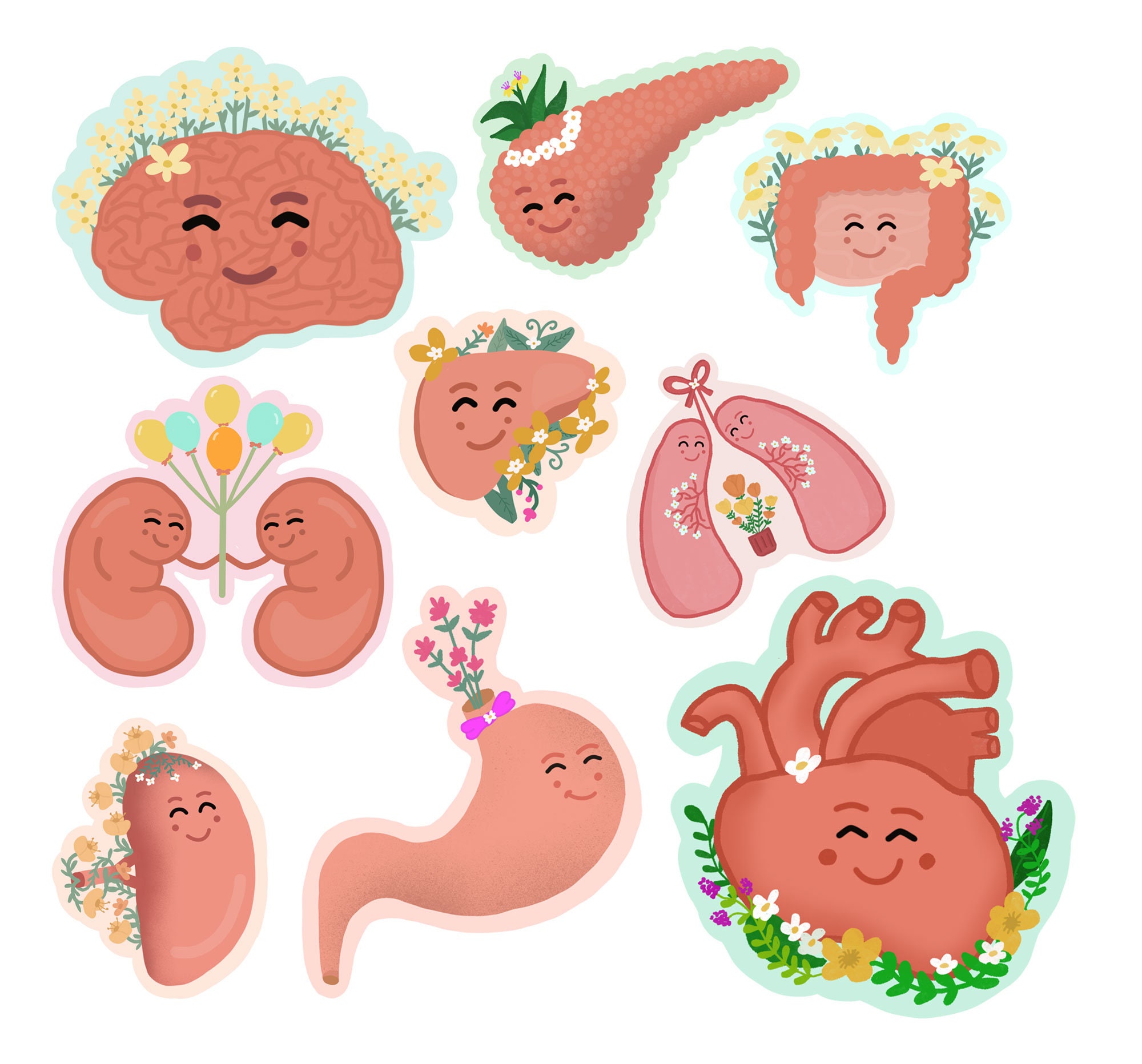 Cute Body Organ Stickers Sheets | Glossy Stickers | Scrapbook Stickers ...