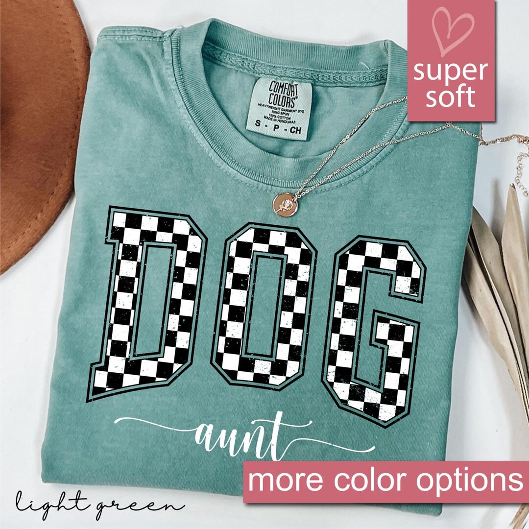 Comfort Colors® Dog Aunt Checkered Shirt for Women, Dog Auntie Tee for ...