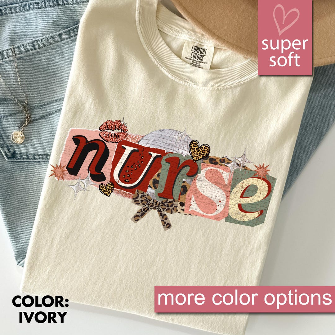 Retro Disco Nurse Comfort Colors® Shirt - Y2K Leopard Print Nursing Tee ...