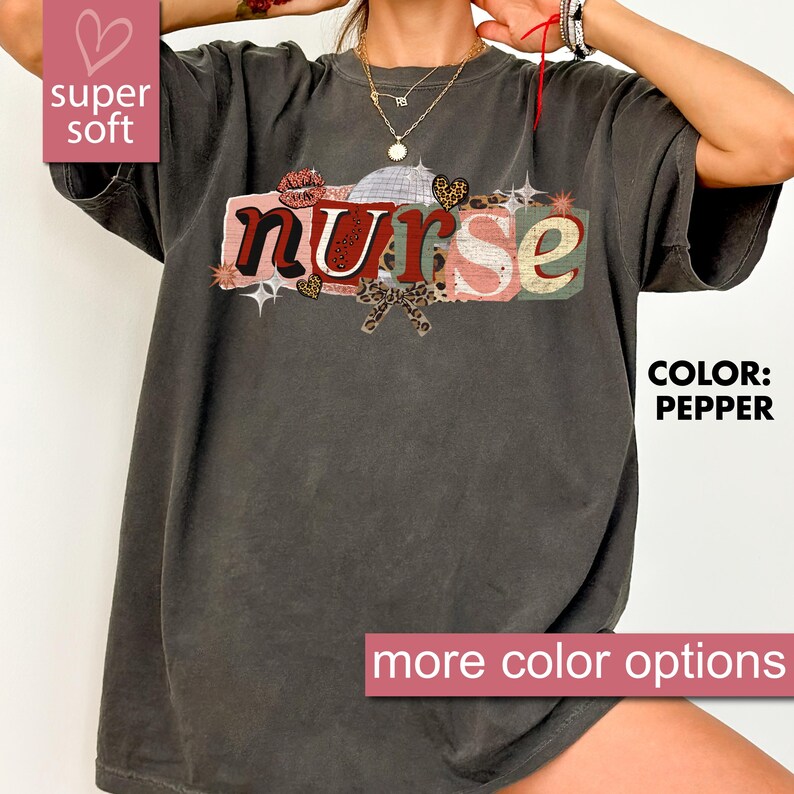 Retro Disco Nurse Comfort Colors® Shirt - Y2K Leopard Print Nursing Tee ...