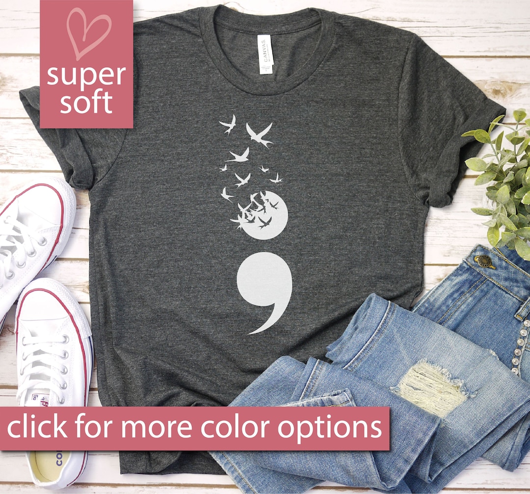 Semicolon Birds Shirt - Mental Health Shirt, You Matter Shirt, Premium ...