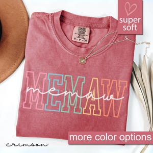 Comfort Colors® Memaw Shirt, Memaw Gift, Gift for Memaw, Grandma ...