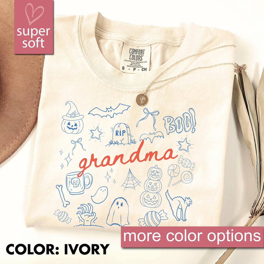 Comfort Colors® Custom Halloween Grandma Shirt, Fall Ghost Pumpkin ...