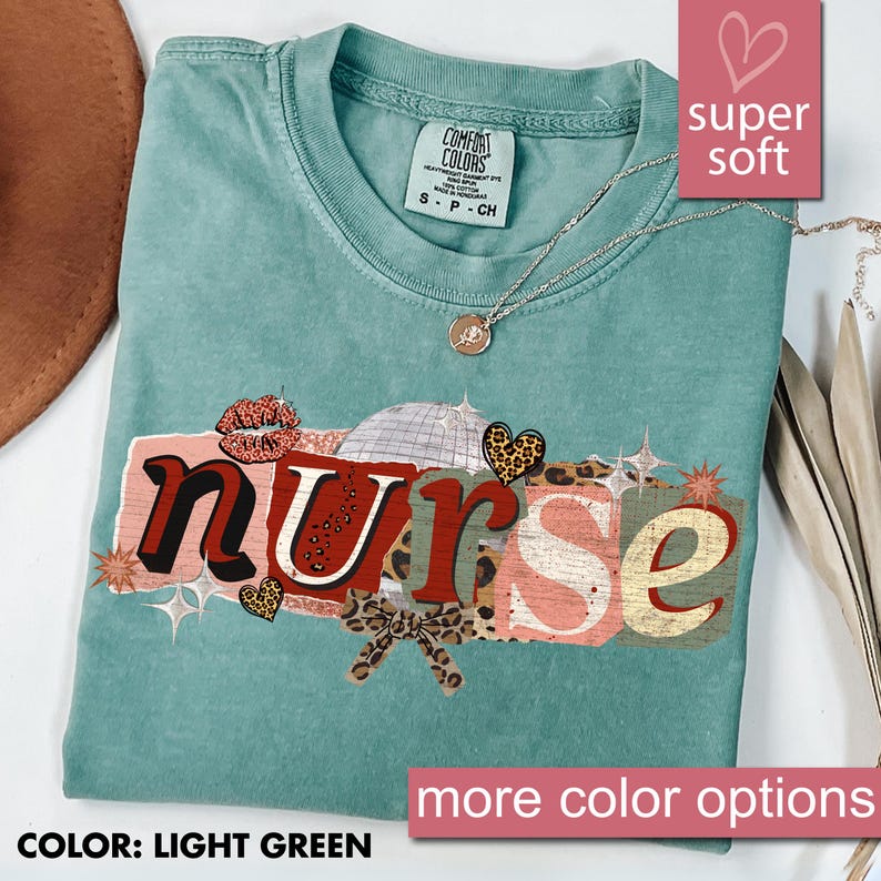 Retro Disco Nurse Comfort Colors® Shirt - Y2K Leopard Print Nursing Tee ...