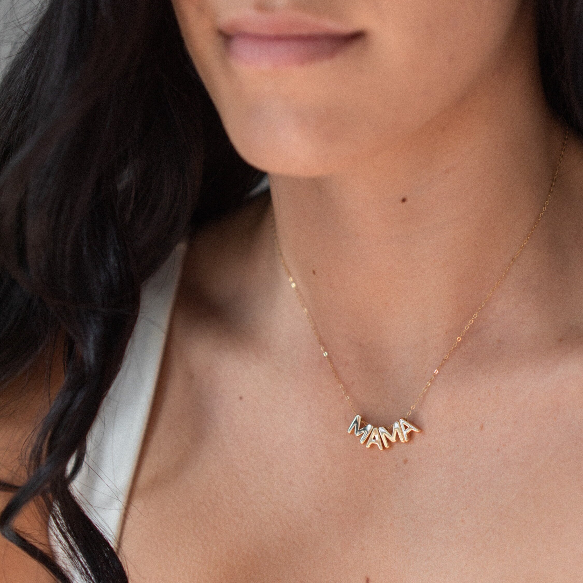 Collar de oro MAMA / Collar delicado y delicado para mamá / - Etsy España