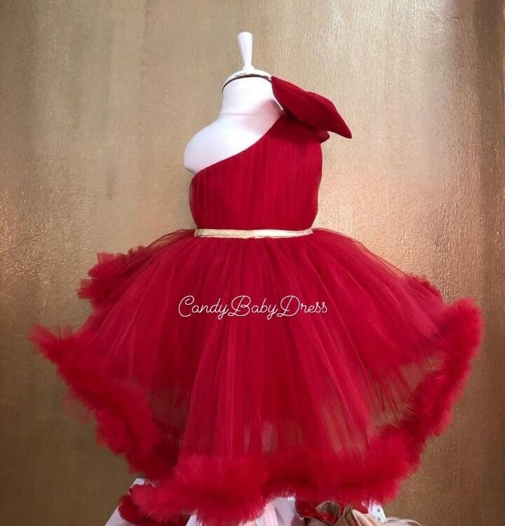 Girls Red Party Dress Baby Red Birthday Tulle Dress 1st | Etsy