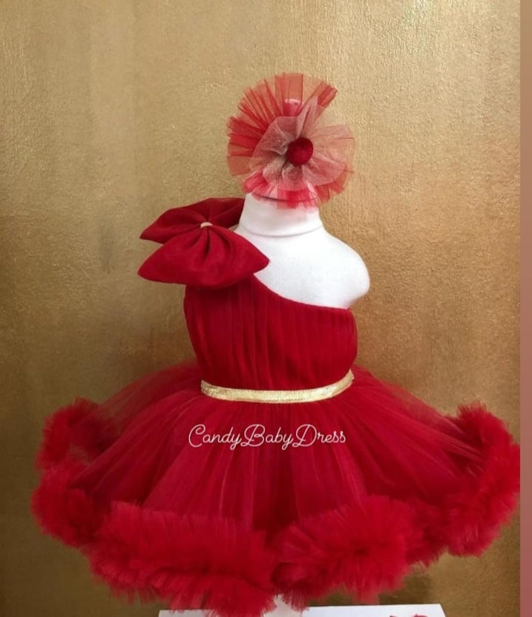 Girls Red Party Dress, Baby Red Birthday Tulle Dress, 1st Birthday ...