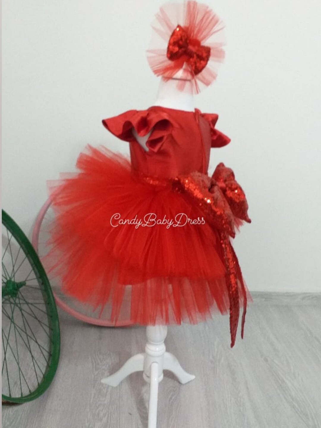 Red Tulle Girl Dress, Sequin Bow, Birthday Party Outfit - Etsy