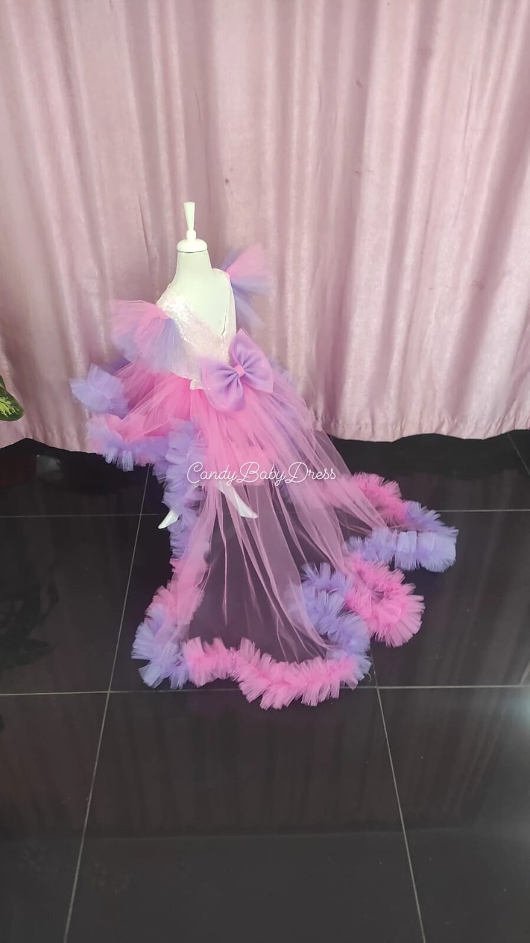 Rainbow Tulle Baby Girl Dress, Detachable Train, Birthday Party - Etsy