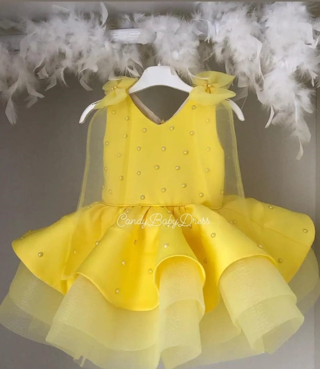 Yellow Baby Girl Dress , Baby Party Dress , 1st Birthday Dress Baby ...