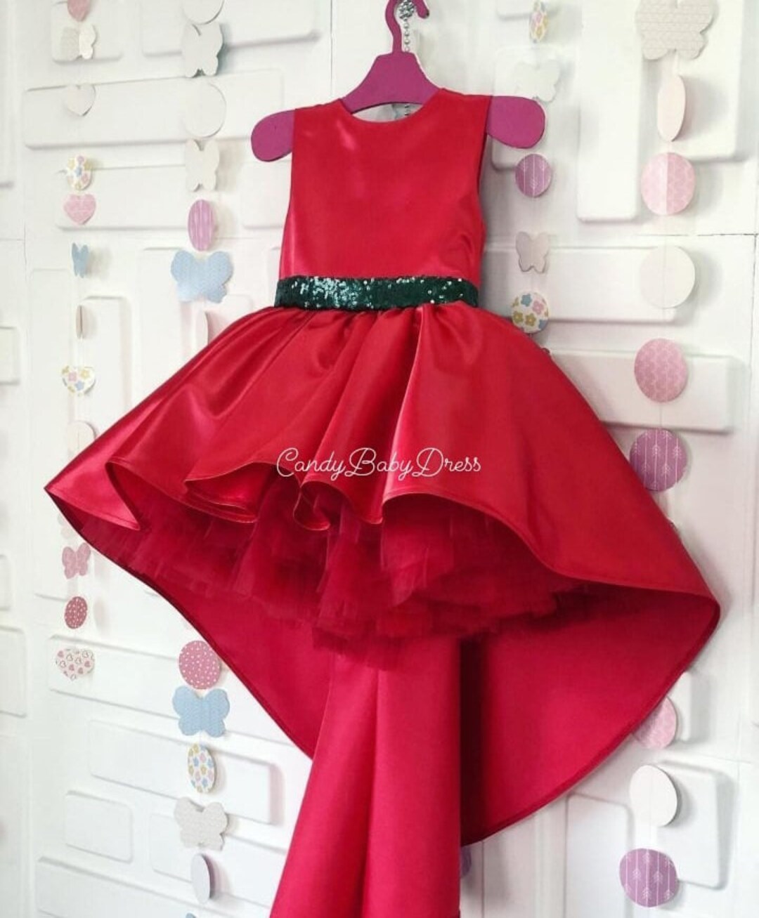 Red Long Tail Girl Outfit , Red Girl Dress, Red Girl Costume, Red ...