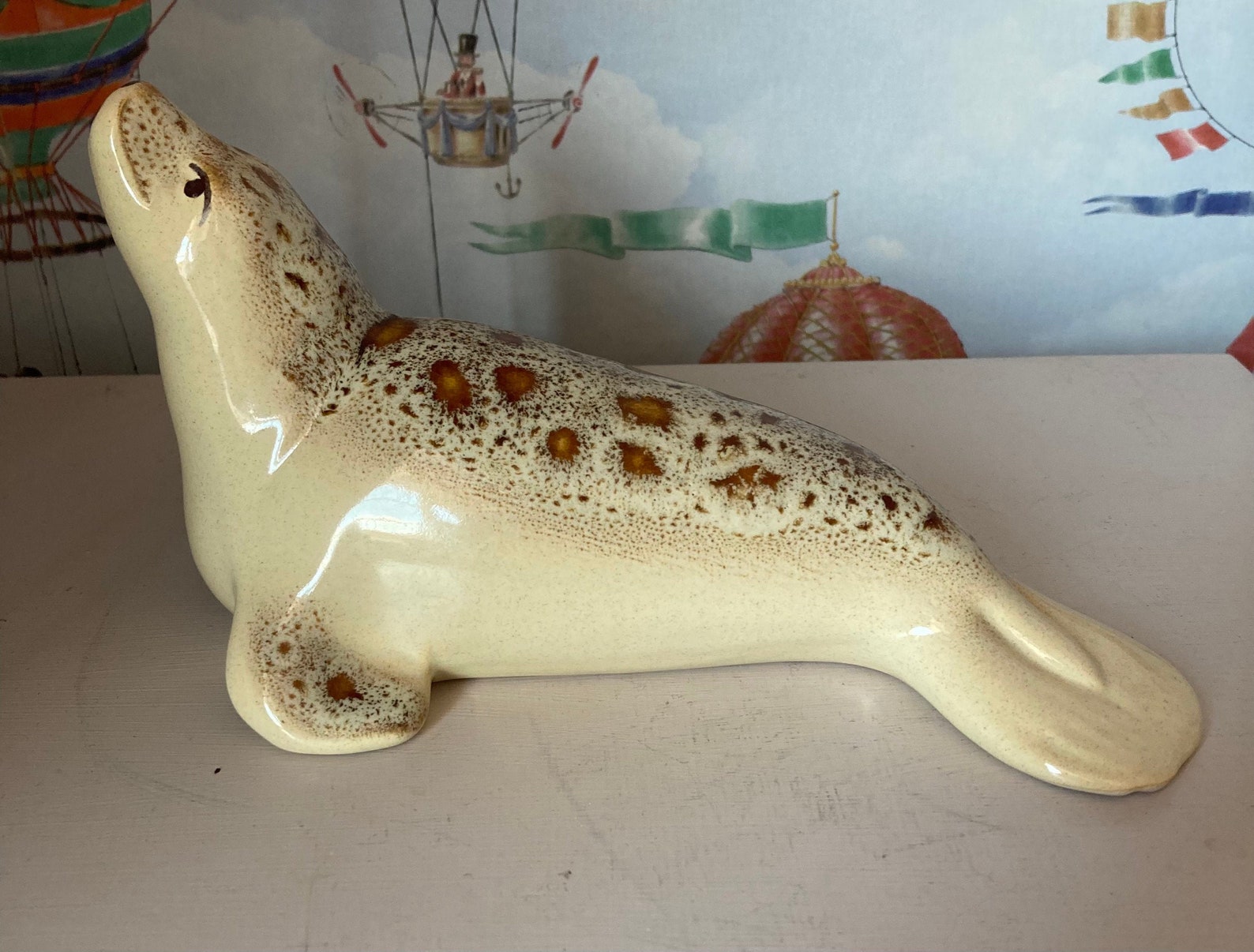 Vintage/ Mid Century Fosters Pottery Seal Cream and Brown - Etsy