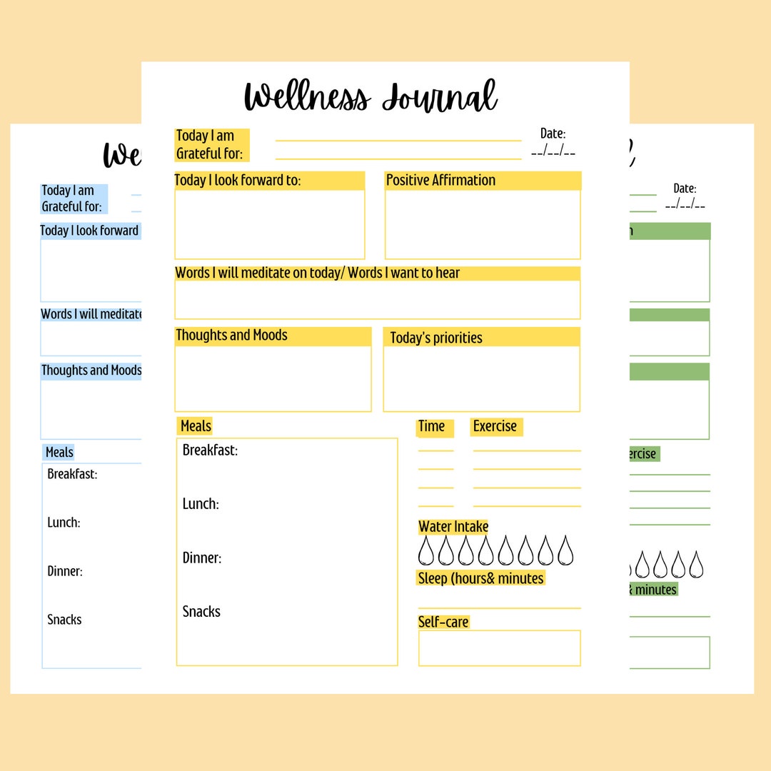 Wellness Journal Printable Template, Self-care and Self- Love Journal ...