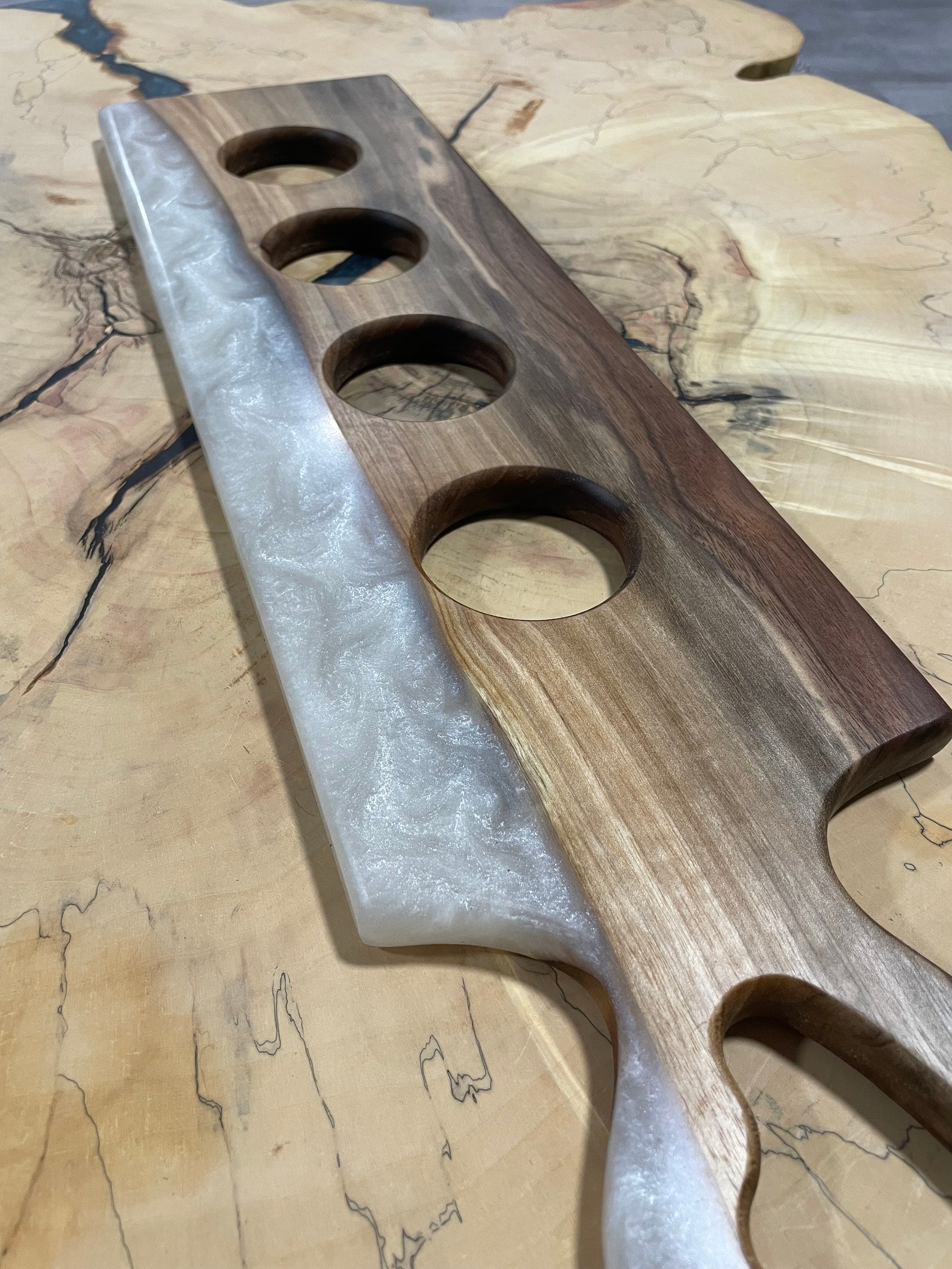 Walnut and Epoxy Beer Flight Board / Drink Tasting / Serving Board - Etsy