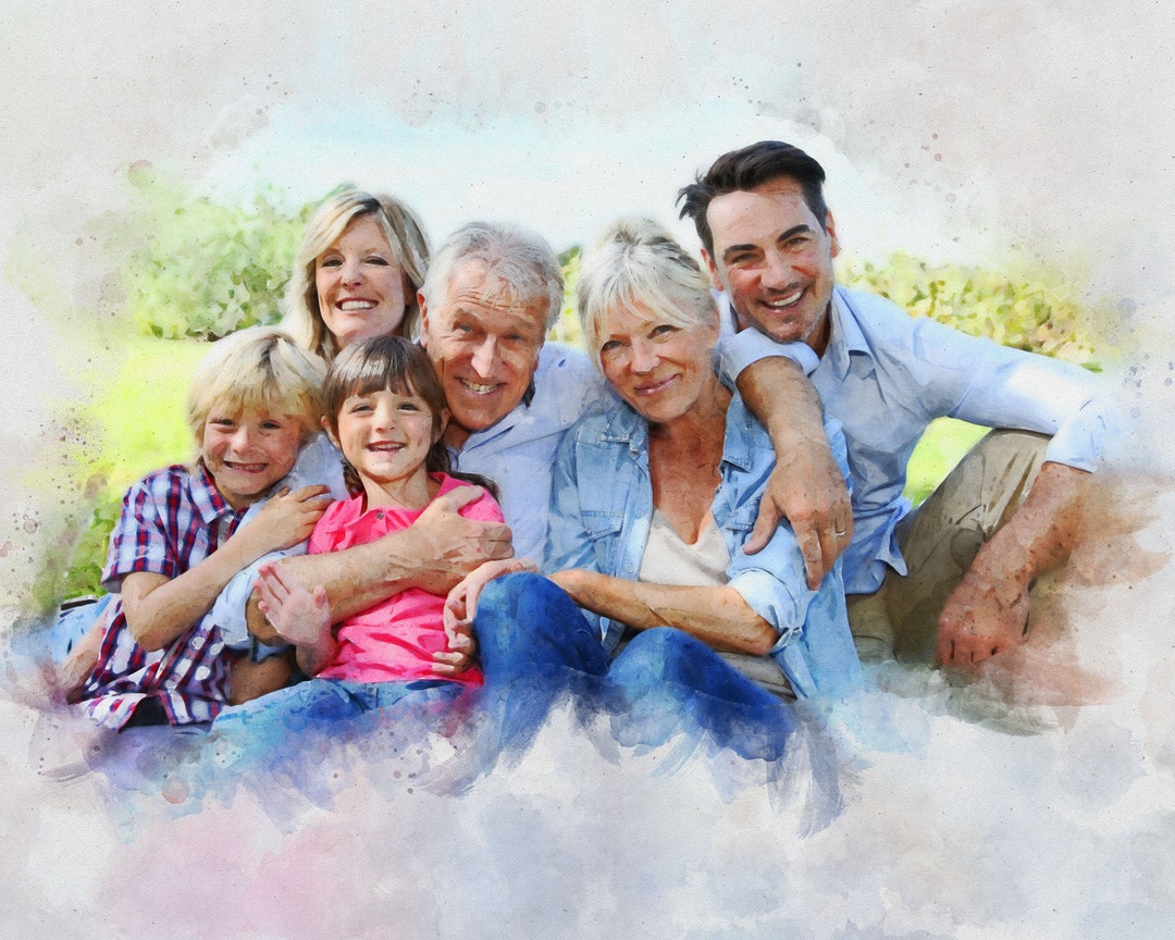 Custom Family Portrait, Personalized Portrait From Picture, Watercolor ...