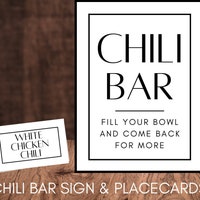 Chili Bar Sign & Tent Cards Food Station, Party Decor (printable PDF ...