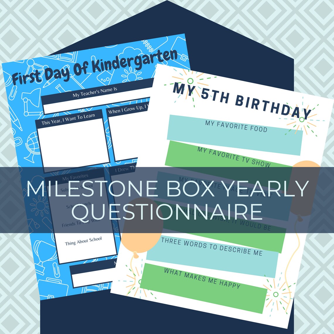 Milestone Box Printable Questionnaires L First Day of School - Etsy