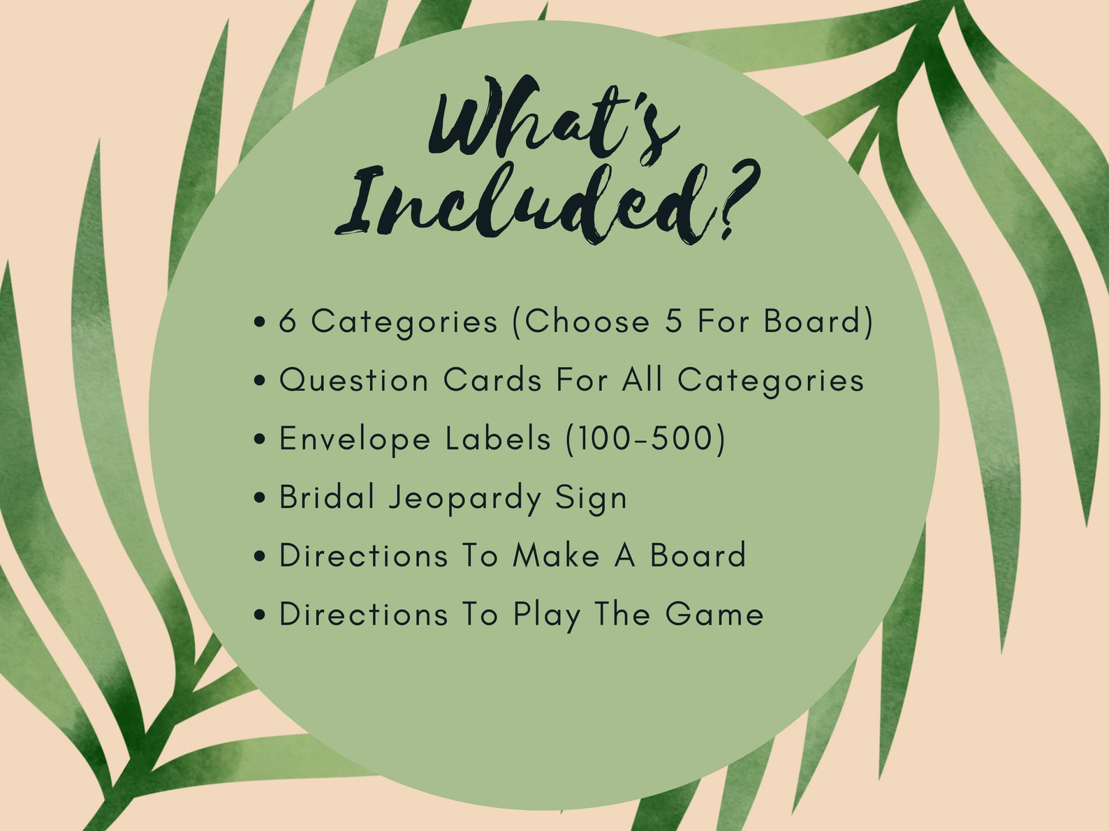 Bridal Jeopardy Game With Questions L Wedding Jeopardy L Greenery ...