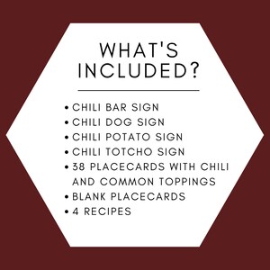 Chili Bar Sign & Placecards L Buffet Signs - Etsy