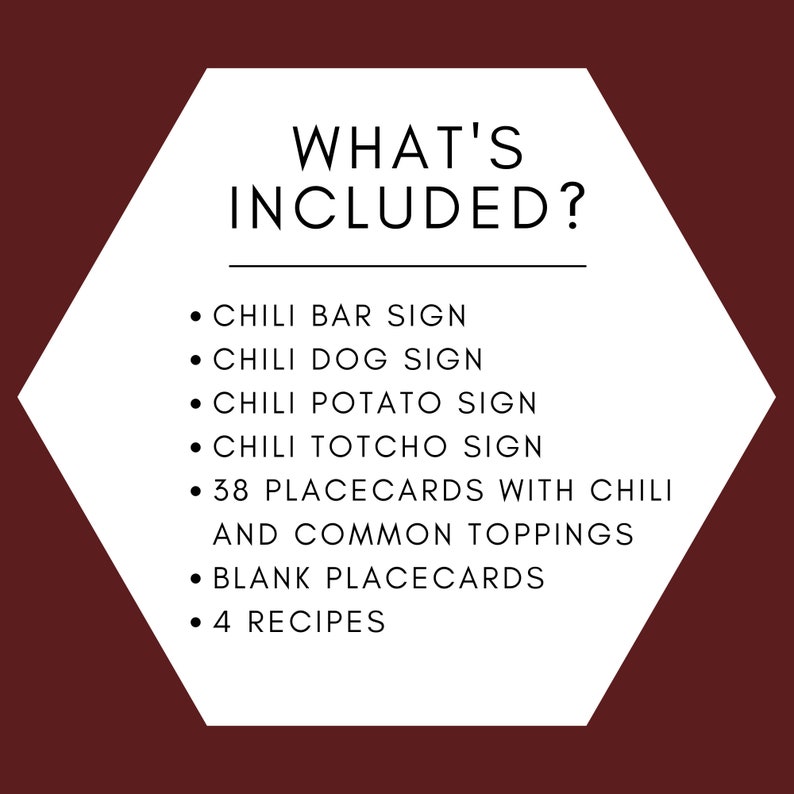 Chili Bar Sign & Placecards L Buffet Signs - Etsy