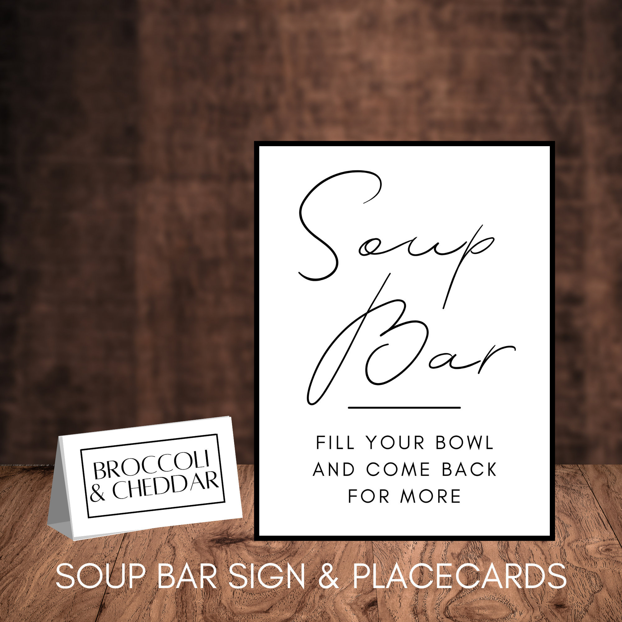 Soup Bar Sign and Placecards L Cursive Buffet Sign - Etsy