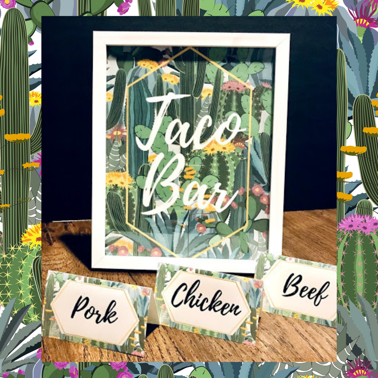 Taco Bar Sign & Placecards Printable L Buffet Bar Sign L - Etsy