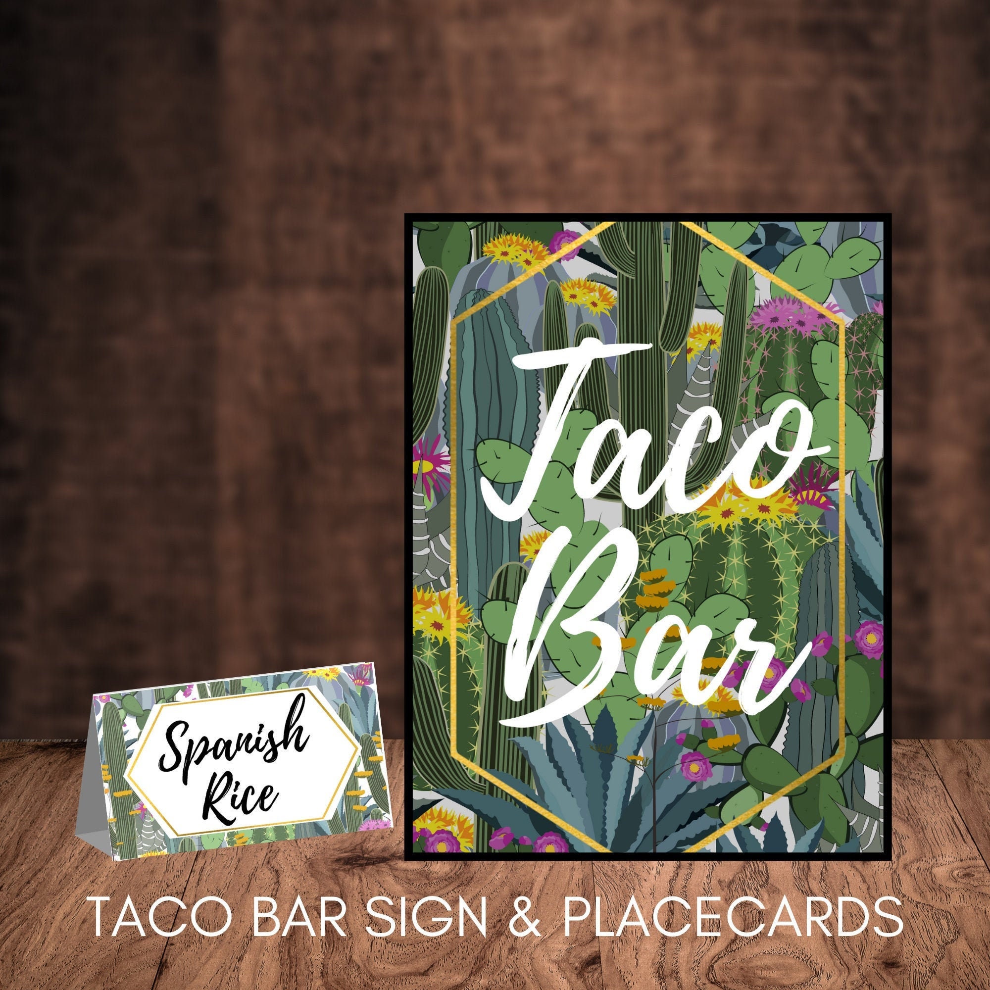 Taco Bar Sign & Placecards Printable L Buffet Bar Sign L - Etsy