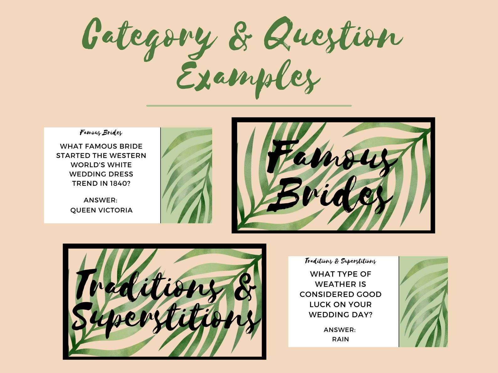 Bridal Jeopardy Game With Questions L Wedding Jeopardy L Greenery ...